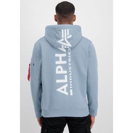Alpha Industries Kapuzensweatshirt »BACK PRINT HOODY« greyblue L L Alpha Logo Druck auf der Kapuze und Rücken
