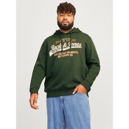 Jack & Jones PlusSize JACK & JONES PLUSSIZE Hoodie »JJELOGO SWEAT HOOD 2 COL 24/25 NOOS PLS« mit Logo Frontprint Kombu Green 6XL 6XL Herren-Hoodie von Jack & Jones PlusSize