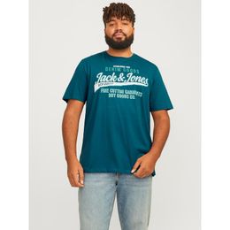 Jack & Jones PlusSize JACK & JONES PLUSSIZE T-Shirt »JJELOGO TEE SS O-NECK 2 COL AW24 S PLS« mit Frontprint Deep Teal 5XL 5XL T-Shirt von Jack & Jones Plus Size