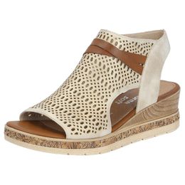 Remonte Sandalette, Sommerschuh, Sandale, Keilabsatz, mit modernem Lochmuster beige-braun 42 42 Sandalette mit praktischem Innenreißverschluss