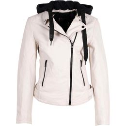 Mauritius Lederjacke »2Wrinko SF« mit Kapuze mit Zipper am Ärmelabschluss, mit Kapuze, mit Schultersteppung white XL