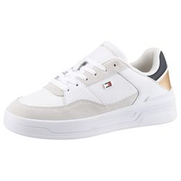 Tommy Hilfiger Plateausneaker »ESSENT BASKET SNEAKER METALLIC«, Freizeitschuh, Halbschuh, Schnürschuh mit seitlicher Logoflagge weiß kombiniert 37...