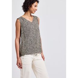 Street One Blusentop mit Smock-Details und Animal-Print cotton cream 34 34 Leo-Bluse von Street One