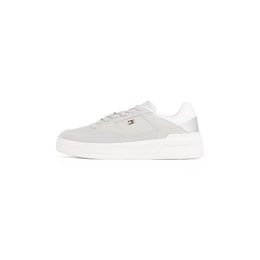 Tommy Hilfiger Plateausneaker »ESSENT BASKET SNEAKER METALLIC«, Freizeitschuh, Halbschuh, Schnürschuh mit seitlicher Logoflagge hellgrau-weiß 40 40...