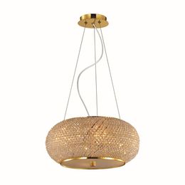 Ideal Lux PASHA H&auml;ngeleuchte Gold, Kristalloptik, 6-flammig