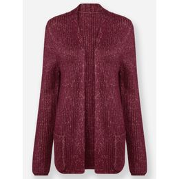 WITT Damen Strickjacke in offener Form, bordeaux-meliert, Gr&ouml;&szlig;e 38