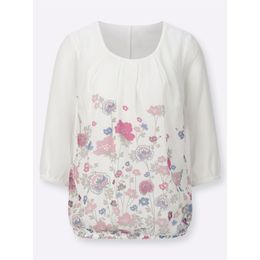 sheego Gro&szlig;e Gr&ouml;&szlig;en Tunika aus Chiffon, Blumen-Muster, ecru-hortensie-bedruckt, Gr&ouml;&szlig;e 44 - Damen