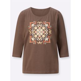 WITT Damen 3/4-Arm-Shirt mit Mandala-Druck, schoko-ecru, Gr&ouml;&szlig;e 56