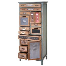 Mendler Apotheker-Schrank HWC-A43, Kommode, Tanne Holz massiv Vintage Shabby-Look 138x57x32cm ~ Variantenang 64316