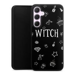 DeinDesign Galaxy A55 5G Handy Premium Silikon Hülle Handyhülle schwarz Case Halloween Witch Bat Silikon Premium Case