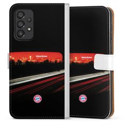 DeinDesign Galaxy A33 5G Handy Klapph&uuml;lle Handyh&uuml;lle aus Kunst Leder wei&szlig; Flip Case Fc Bayern M&uuml;nchen Fcb Stadium Sideflip mit Lasche