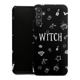 DeinDesign Galaxy A34 5G Handy Premium Case Smartphone Handyhülle Schutzhülle glänzend Halloween Witch Bat Premium Case