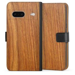 DeinDesign Google Pixel 7 Handy Klapph&uuml;lle Handyh&uuml;lle aus Kunst Leder schwarz Flip Case Wooden Look Wood Larch Sideflip mit langer Lasche