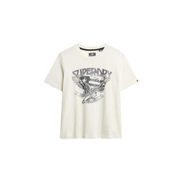 Superdry T-Shirt 'American Eagle' Damen Größe S creme / dunkelgrau