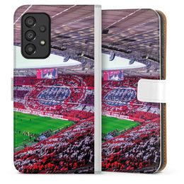 DeinDesign Galaxy A33 5G Handy Klapph&uuml;lle Handyh&uuml;lle aus Kunst Leder wei&szlig; Flip Case Stadium Fcb Fc Bayern M&uuml;nchen Sideflip mit Lasche