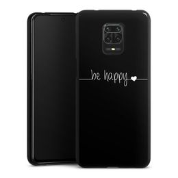 DeinDesign Xiaomi Redmi Note 9 Pro Handy Silikon H&uuml;lle Case schwarz Handyh&uuml;lle Sayings Statement Happiness