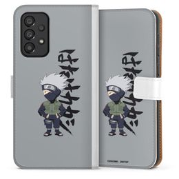 DeinDesign Galaxy A33 5G Handy Klapph&uuml;lle Handyh&uuml;lle aus Kunst Leder wei&szlig; Flip Case Official Licensed Product Naruto Shippuden Kakashi Sideflip mit Lasche