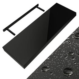 Casaria Wandregal Schweberegal 70cm Hochglanz Schwarz + Halterung