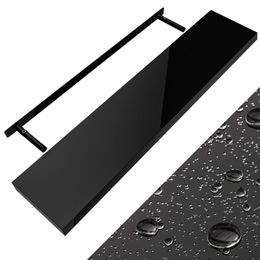 Casaria Wandregal Schweberegal 110cm Hochglanz Schwarz + Halterung
