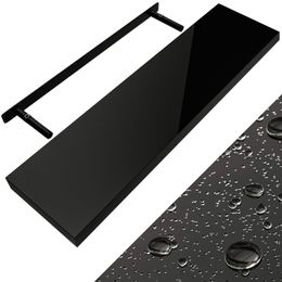 Casaria Wandregal Schweberegal 90cm Hochglanz Schwarz + Halterung