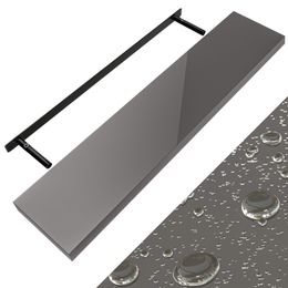 Casaria Wandregal Schweberegal 110cm Hochglanz Grau + Halterung