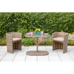 Merxx Ancona Sitzgruppe Garten & Balkon Set 3 tlg. Tisch und zwei St&uuml;hle