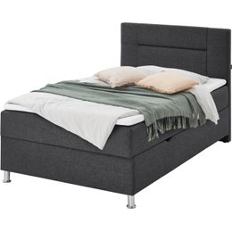 Boxbett Inosign "Escalon mit Bettkasten, inkl. Topper", grau (anthrazit), B:122cm L:209cm, Stoffbezug Nordic (100% Polyester), Komplettbetten, erhältlich in den Breiten 120x200cm und 180x200cm, Topseller