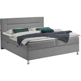 Boxbett Inosign "Escalon mit Bettkasten, inkl. Topper", grau, B:182cm L:209cm, Stoffbezug Nordic (100% Polyester), Komplettbetten, erhältlich in den Breiten 120x200cm und 180x200cm, Topseller