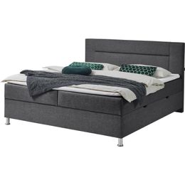 Boxbett Inosign "Escalon mit Bettkasten, inkl. Topper", grau (anthrazit), B:182cm L:209cm, Stoffbezug Nordic (100% Polyester), Komplettbetten, erhältlich in den Breiten 120x200cm und 180x200cm, Topseller