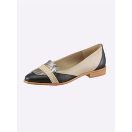 Heine Witt Damen Slipper, sand-schwarz, Gr&ouml;&szlig;e 35