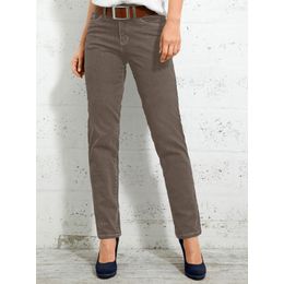 WITT Damen 5-Pocket-Jeans mit bestickten Ges&auml;&szlig;taschen, taupe, Gr&ouml;&szlig;e 195
