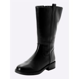 sheego Damen Weitschaftstiefel, Schwarz, Gr. 44, Stiefel, Material: Leder