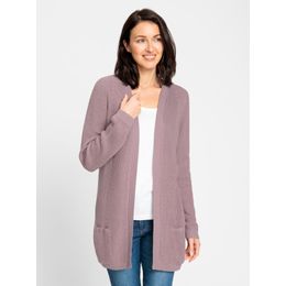 WITT Damen Strickjacke in l&auml;ngerer Form, mauve-meliert, Gr&ouml;&szlig;e 40