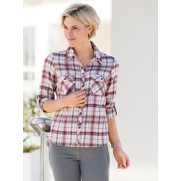 WITT Damen Flanellbluse mit leicht abgerundetem Saum, rosenholz-ecru-kariert, Gr&ouml;&szlig;e 36