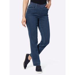 WITT Damen Schlupfjeans mit Ripp-Dehnbund, blue-stone-washed, Gr&ouml;&szlig;e 48