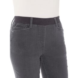 WITT Damen Schlupfjeans mit Ripp-Dehnbund, dark grey-denim, Gr&ouml;&szlig;e 36