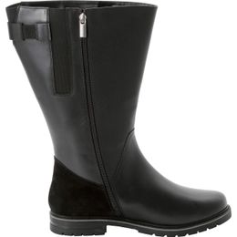 sheego Damen Weitschaftstiefel aus Rinds- und Veloursleder, schwarz, Gr&ouml;&szlig;e 42
