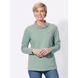 WITT Damen Sweatshirt mit kontrastfarbigem Kragen, salbei, Gr&ouml;&szlig;e 44
