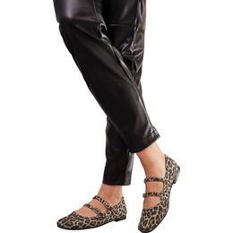 Heine Witt Damen Ballerina, beige-schwarz, Gr&ouml;&szlig;e 36