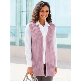 WITT Damen Strickweste mit glatt gearbeitetem R&uuml;cken, mauve, Gr&ouml;&szlig;e 48