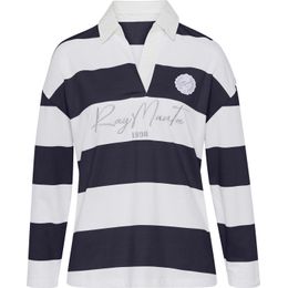 Heine Witt Damen Langarm-Poloshirt mit Streifen, marine-ecru-bedruckt, Gr&ouml;&szlig;e 38