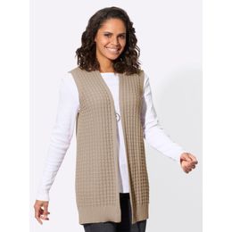 WITT Damen Strickweste mit glatt gearbeitetem R&uuml;cken, beige, Gr&ouml;&szlig;e 36