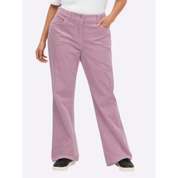 sheego Damen Cordhose in Bootcut-Beinform, mauve, Gr&ouml;&szlig;e 42