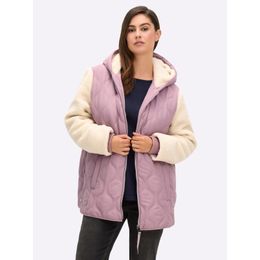 sheego Gro&szlig;e Gr&ouml;&szlig;en Kapuzenjacke im Material-Mix, mauve, Gr&ouml;&szlig;e 52 - Damen