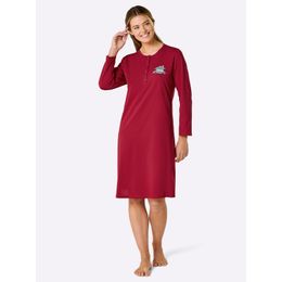Comtessa Damen Sleepshirt mit Knopfleiste, rot-anthrazit, Gr&ouml;&szlig;e 52/54