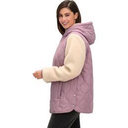 sheego Damen Kapuzenjacke im Material-Mix, mauve, Gr&ouml;&szlig;e 50