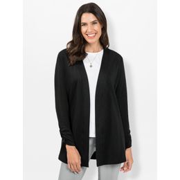 WITT Damen Shirtjacke mit &Auml;rmel-Raffungen, schwarz, Gr&ouml;&szlig;e 40
