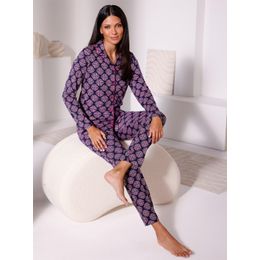 w&auml;schepur w&auml;schepur Damen Pyjama, marine-magenta-bedruckt, Gr&ouml;&szlig;e 52/54