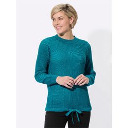 WITT Damen Boucl&eacute;-Pullover in Strickstruktur, aquapetrol-t&uuml;rkis-meliert, Gr&ouml;&szlig;e 40