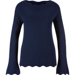 WITT Damen Strickpullover mit Wellenkanten, marine, Gr&ouml;&szlig;e 50
